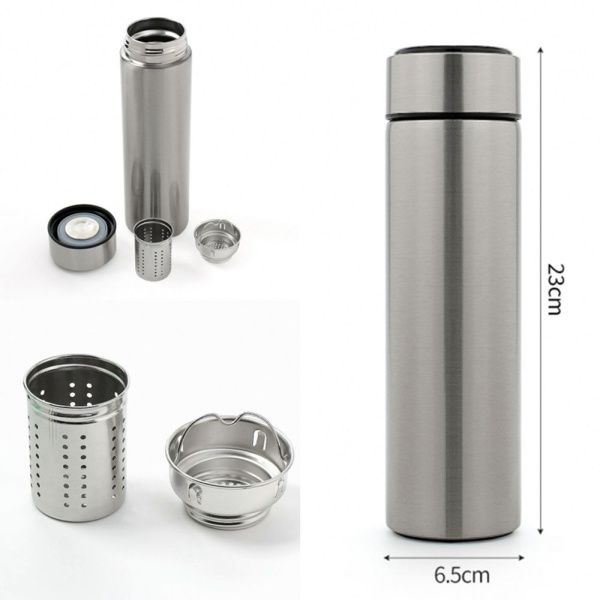 hplusmall 스텐 물병 LED 온도표시 보냉병 보온병 텀블러 실버[W - 핫트랙스