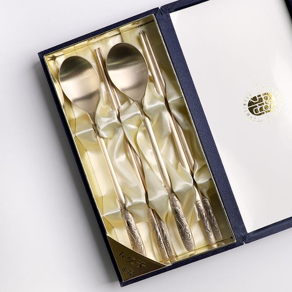 kitchen malling [케이스포함] 방짜유기 국산 잉어 유기 수저 2벌 - 핫트랙스