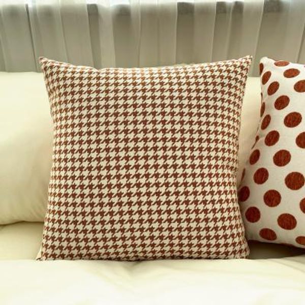 shininghome 러프 소파 쿠션(솜포함) 브라운도트 45x45 A 2P - 핫트랙스