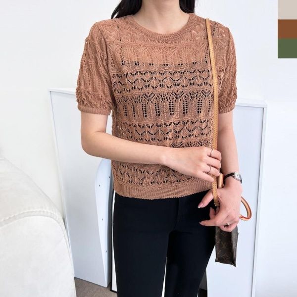 hplusmall 라운드니트 스웨터 루즈핏 니트티 오버핏 여자니트[WC - 핫트랙스