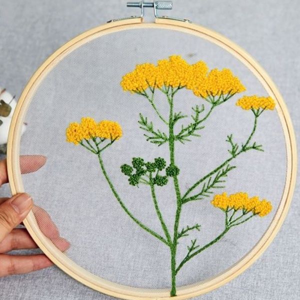 shoppingplan DIY 프랑스자수 패키지(노란꽃) 자수도안 수예도구 - 핫트랙스