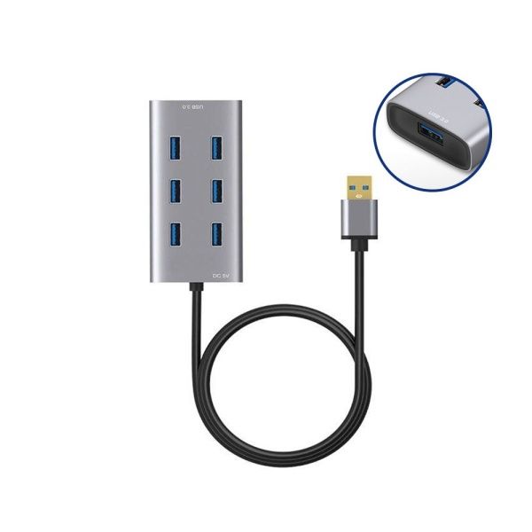 hplusmall 유전원 USB3.0허브 7포트 멀티 메모리 외장하드인식 - 핫트랙스