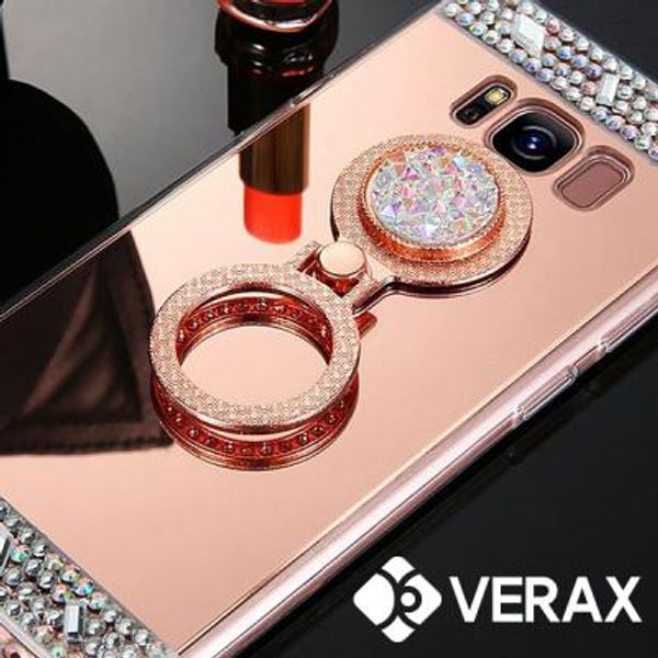 VERAX P176-1 갤럭시A9 2018 큐빅 핑크골드 미러 젤리케이스 - 핫트랙스