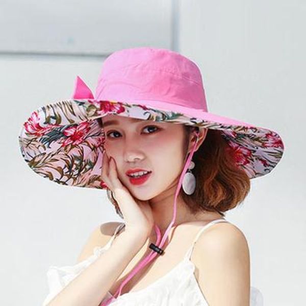 EXTREMO 오버핏 양면벙거지 S1213 플라워빅리본 여름모자 - 핫트랙스