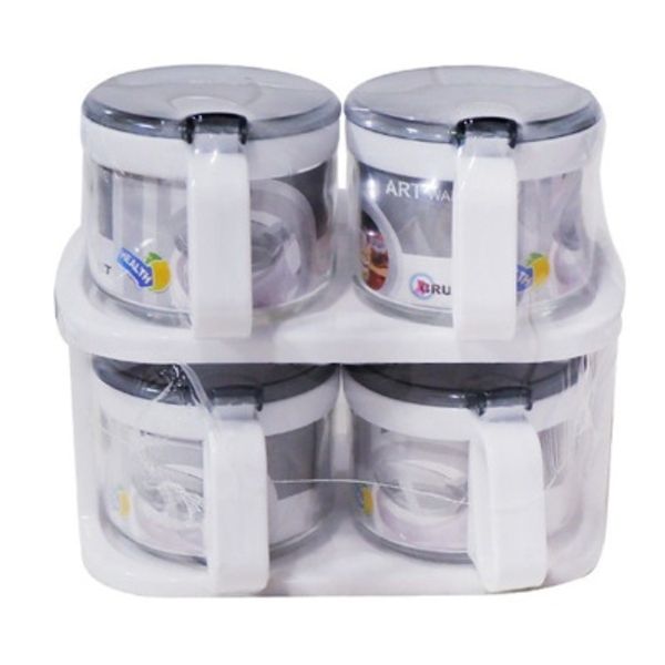 hplusmall 글라스 4조 손잡이 양념통 300ml - 핫트랙스