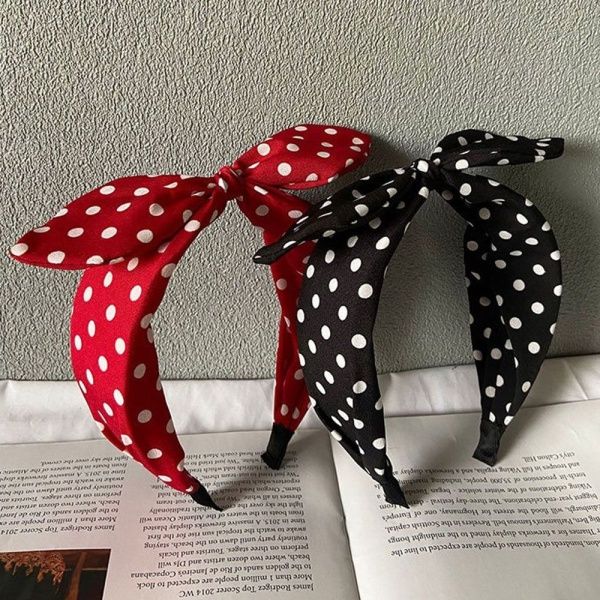 hplusmall 도트 리본 머리띠 X2개 여자 예쁜 포인트 헤어밴드[WC - 핫트랙스