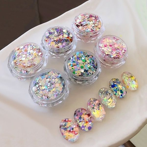 hplusmall 네일아트 달콤 영롱한 여리여리 혼합글리터 6종세트[W - 핫트랙스
