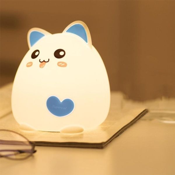 ZIPDREE LED 실리콘 USB충전 고양이 무드등 취침등 블루 - 핫트랙스