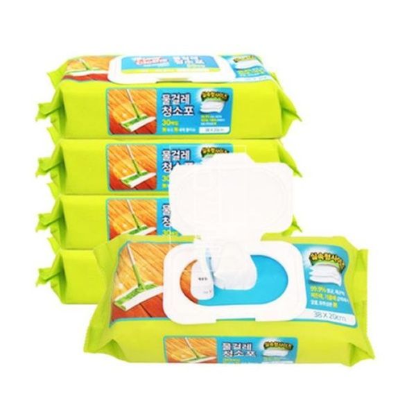 hplusmall 물걸레청소포(실속)대 30매 38x20 일회용 물티슈 캡형 - 핫트랙스