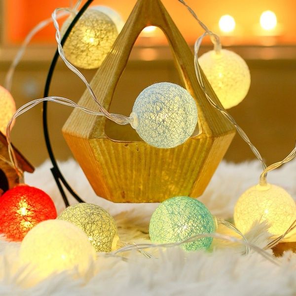 hplusmall 코튼볼 40구 5.9m 스카이 전구 장식 LED 크리스마스[W - 핫트랙스