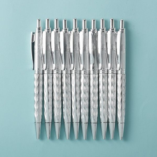 shoppingplan 굿오피스 실버 볼펜 10p세트 똑딱이 검정볼펜 - 핫트랙스