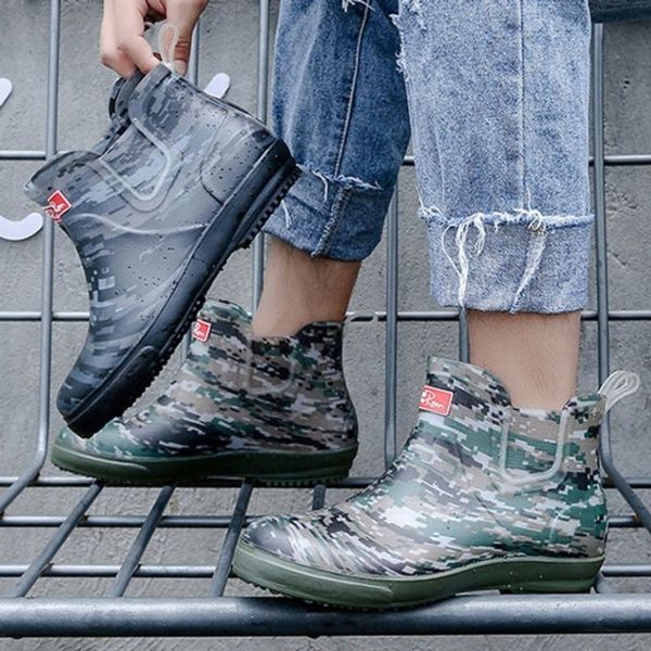 hplusmall 밀리터리 패션 남성 레인부츠 방수 단목 패션 장화[W8 - 핫트랙스