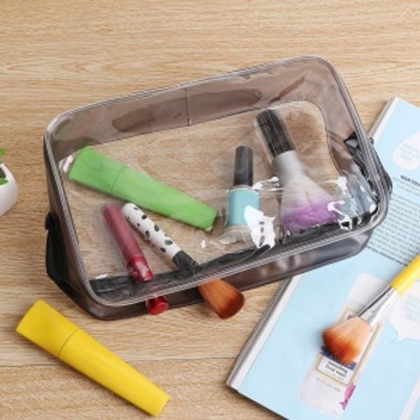 hplusmall 블랙라인 사각 투명 파우치/ 방수 PVC 여행파우치[WBD - 핫트랙스