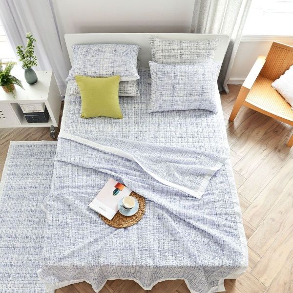hplusmall 더크린 엘리스 시어서커 홑이불패드세트 Q블루[WB9E99 - 핫트랙스
