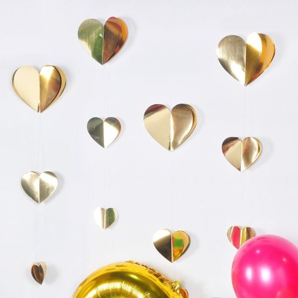 hplusmall 3단골드 메탈하트행잉 장식데코세트 파티소품[WCBD5C9 - 핫트랙스