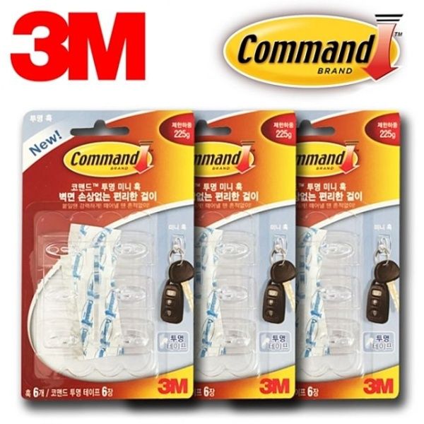 hplusmall 3M 투명 벽걸이 후크행거 미니 18P - 핫트랙스