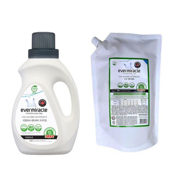 hplusmall EM 3배농축세탁세제(본품+리필) 친환경 빨래(WC81CED) - 핫트랙스