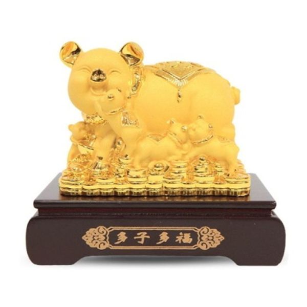 hplusmall 사라코 황금 복돼지 8가족 대 33cm x 21cm x 21cm - 핫트랙스