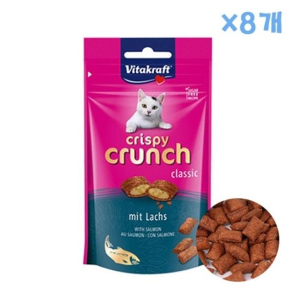 hplusmall 크리스피 크런치 연어맛 60g X 8개 과자 고양이 간식 - 핫트랙스
