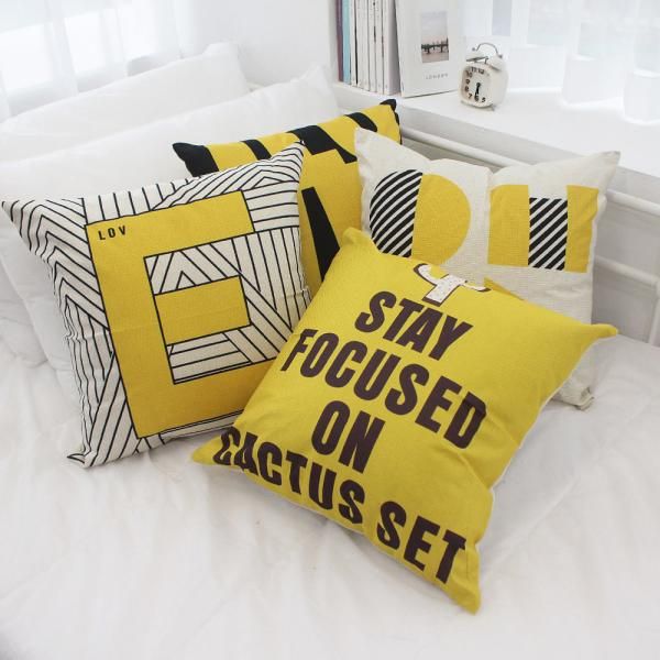 shininghome 러프 소파 쿠션커버 45x45 옐로우포커스 B 2P - 핫트랙스