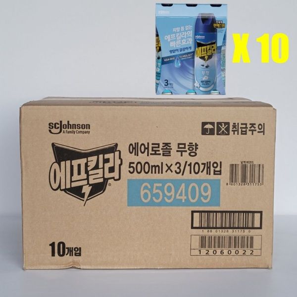 hplusmall 에프킬라 에어로졸 무향 500ml(3개입) 10개(1box) - 핫트랙스