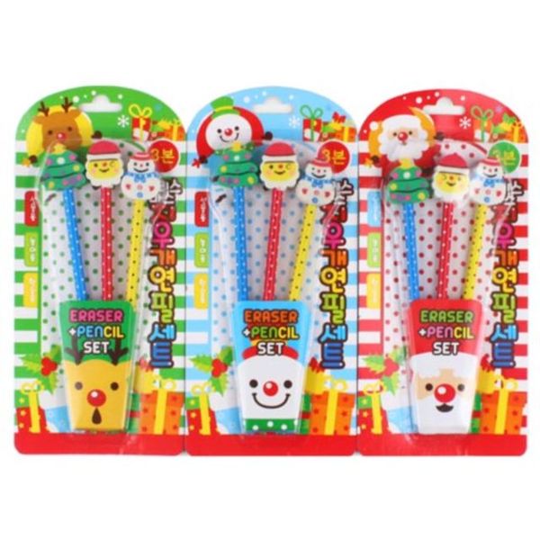 hplusmall 크리스마스 지우개연필 3본세 WD69EB1 - 핫트랙스