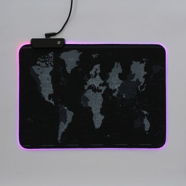 shoppingplan LED 마우스패드 세계지도 RGB 조명 논슬립 게이밍패드 - 핫트랙스