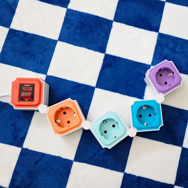 ijung 아이정 지그재그 디자인 멀티탭 레인보우 4구 3M - 핫트랙스