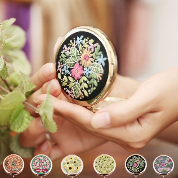 hplusmall 키밍 휴대용 자수 양면 거울 패키지 집콕 취미생활[W9 - 핫트랙스