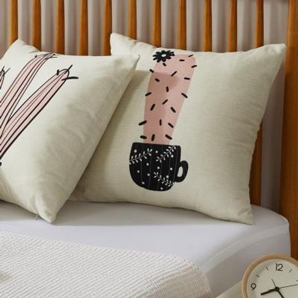 shininghome 러프 소파 쿠션커버 45x45 핑크선인장 D 2P - 핫트랙스