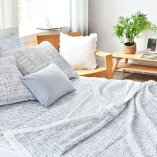 hplusmall 더크린 엘리스 시어서커 누빔이불패드세트 Q그레이[WB - 핫트랙스