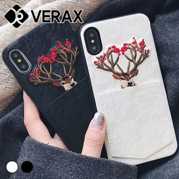 VERAX P157 아이폰6S 꽃사슴 자수 카드수납 가죽 케이스 - 핫트랙스