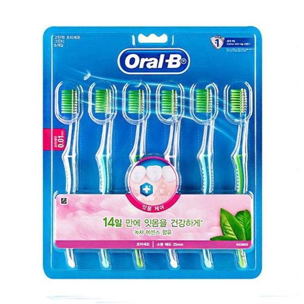 hplusmall 오랄비 초미세모 그린티 6입 칫솔(WAEE062) - 핫트랙스
