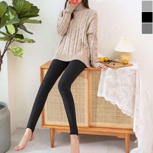 hplusmall 투라인 발고리 기모 레깅스 1P 겨울 보온 타이즈 내복 - 핫트랙스