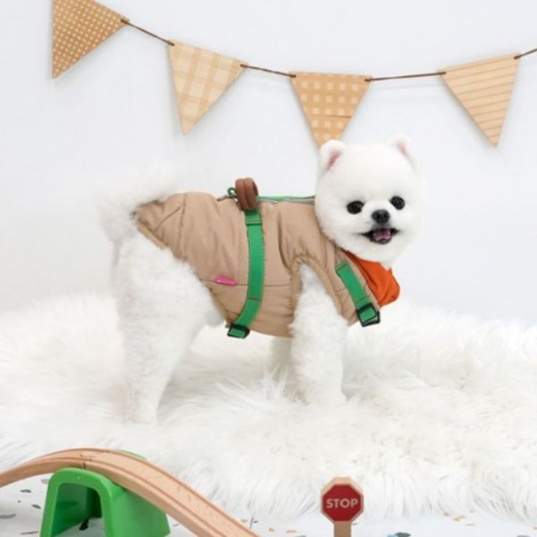 hplusmall 큰 강아지 찍찍이 하네스 3초 패딩 베이지(WD59AB2) - 핫트랙스