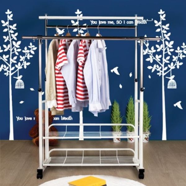 hplusmall 뉴그레이스 2단 행거 이동식 옷걸이 - 핫트랙스