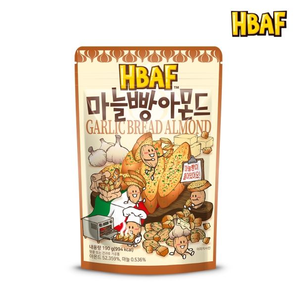 HBAF HBAF 바프 마늘빵 아몬드190g - 핫트랙스