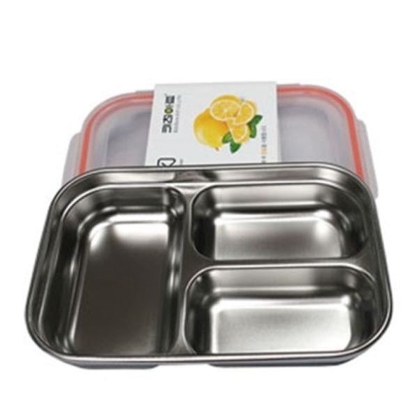 hplusmall 키친아트 스텐 반찬통 2호 3구 750ml김치 보관 냉장고 - 핫트랙스