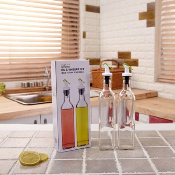 hplusmall 사각 큐비 오일병 2조세트 500ml 주방용품 양념통 - 핫트랙스