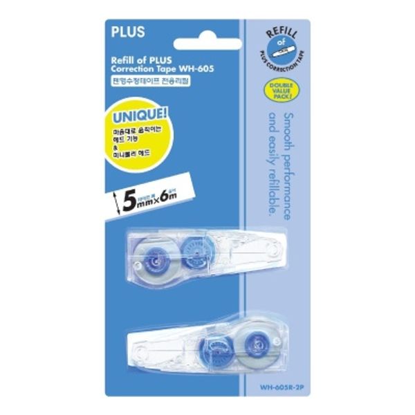 hplusmall PLUS 화이퍼MR 수정테이프 리필 WH-605R-2P 1개입 - 핫트랙스