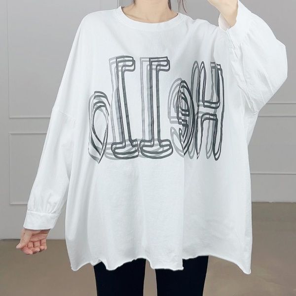 hplusmall 빅사이즈 여성 라운드넥 오버핏 루즈핏 박스 티셔츠[W - 핫트랙스