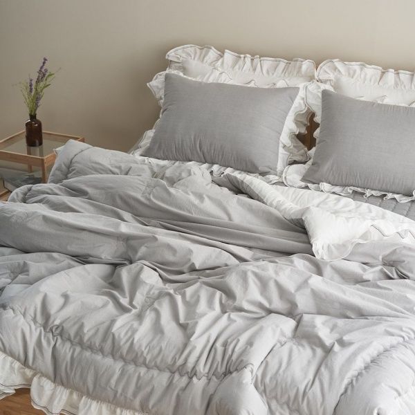 hplusmall 더크린 살랑살랑60수 고밀도 이불베개세트 K그레이[WB - 핫트랙스