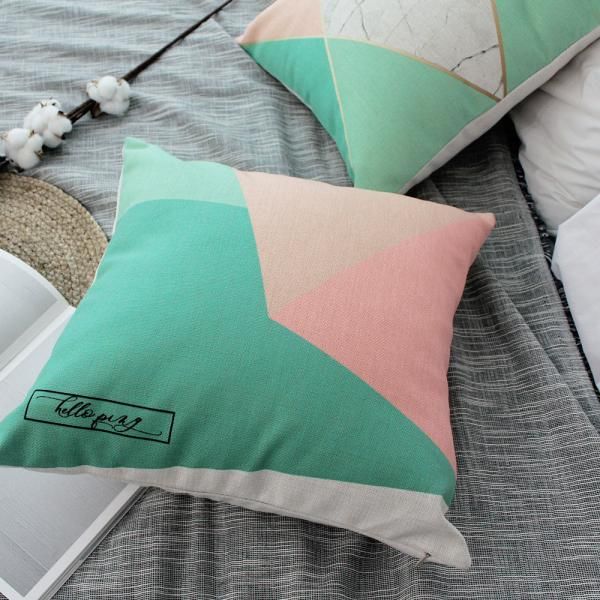 shininghome 러프 소파 쿠션(솜포함) 45x45 핑크폴리곤 B 2P - 핫트랙스