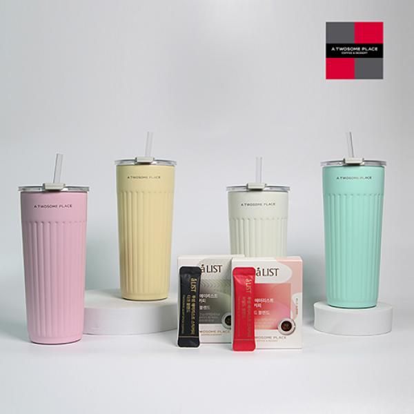 TJ-shop 투썸플레이스 스트라이프 텀블러 500ml (스틱커피20 - 핫트랙스