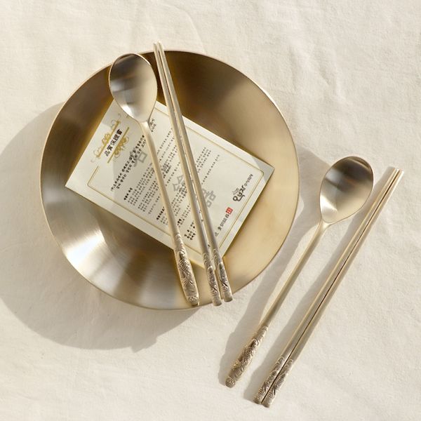 kitchen malling [케이스포함] 방짜유기 국산 잉어 유기 수저 2벌 - 핫트랙스