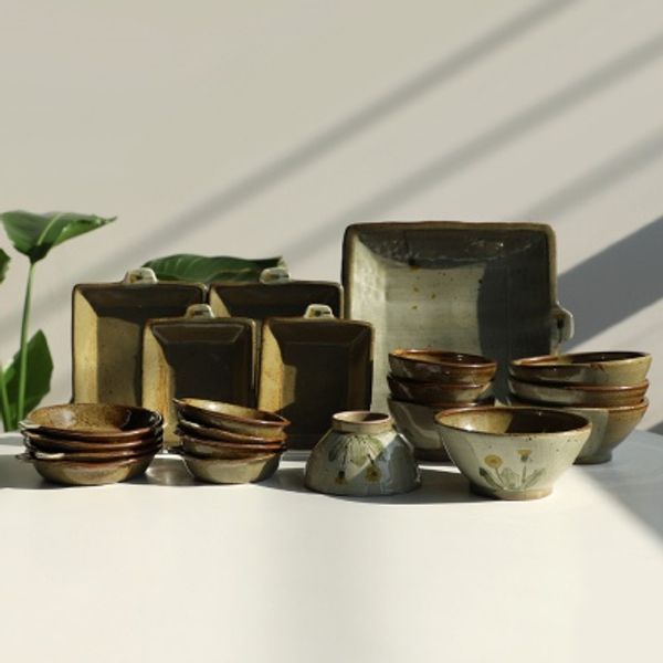 kitchen malling 수제 도자기 모리 민들레 4인 식기세트 A 21p - 핫트랙스