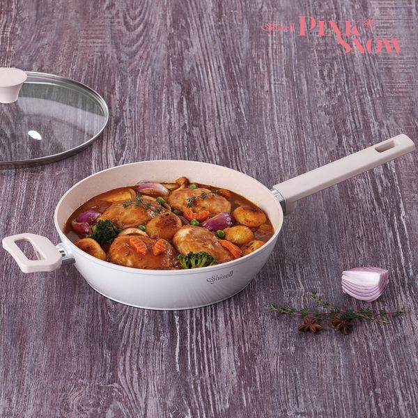 arbast [쉬젤] 핑크스노우 양손 IH 딥 프라이팬 세트 (26cm) - 핫트랙스