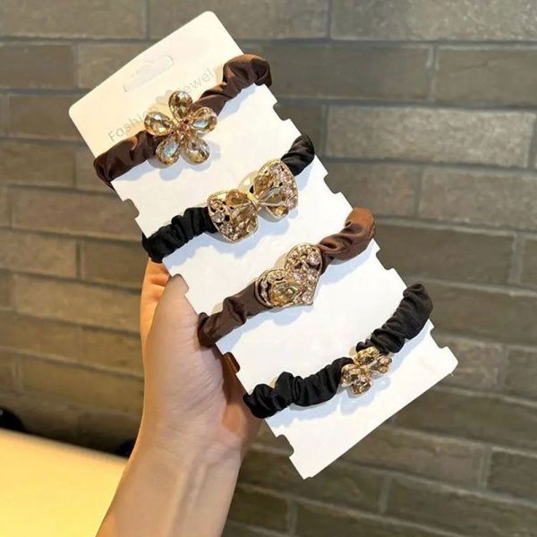 hplusmall 스타일리쉬 큐빅 머리끈 4p 세트 헤어끈 머리고무줄 - 핫트랙스