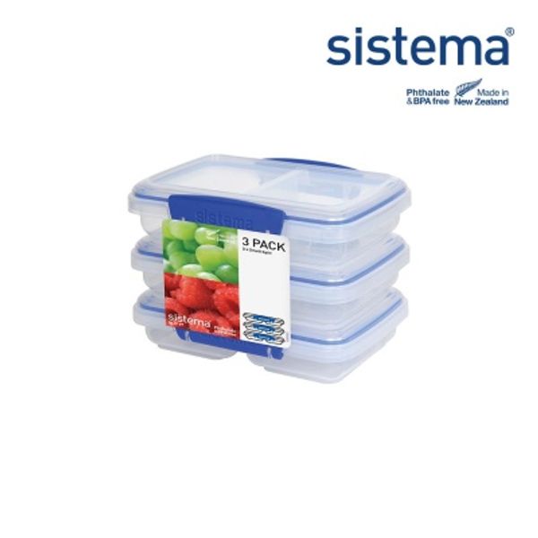 hplusmall (시스테마) 클립잇 블루 두칸용기 소 350ml 3팩 세트 - 핫트랙스