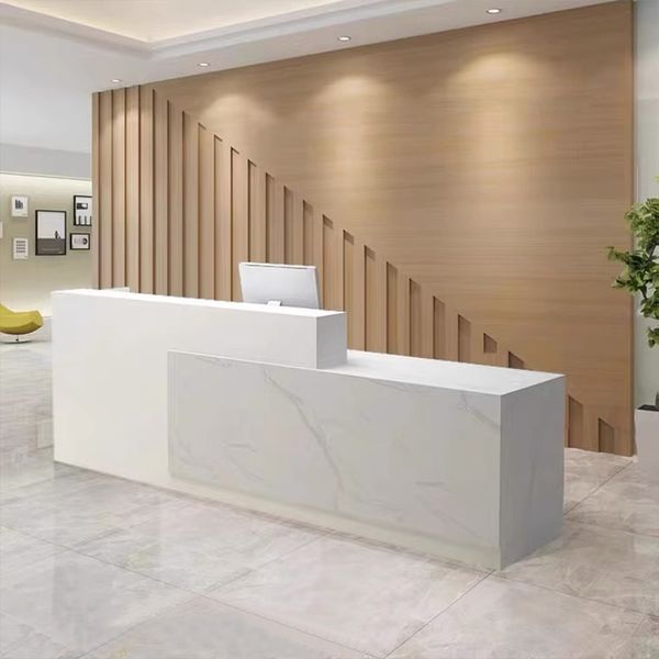 shoppingplan 프론트 안내데스크 (B) (120cm) (화이트+대리석무늬) - 핫트랙스